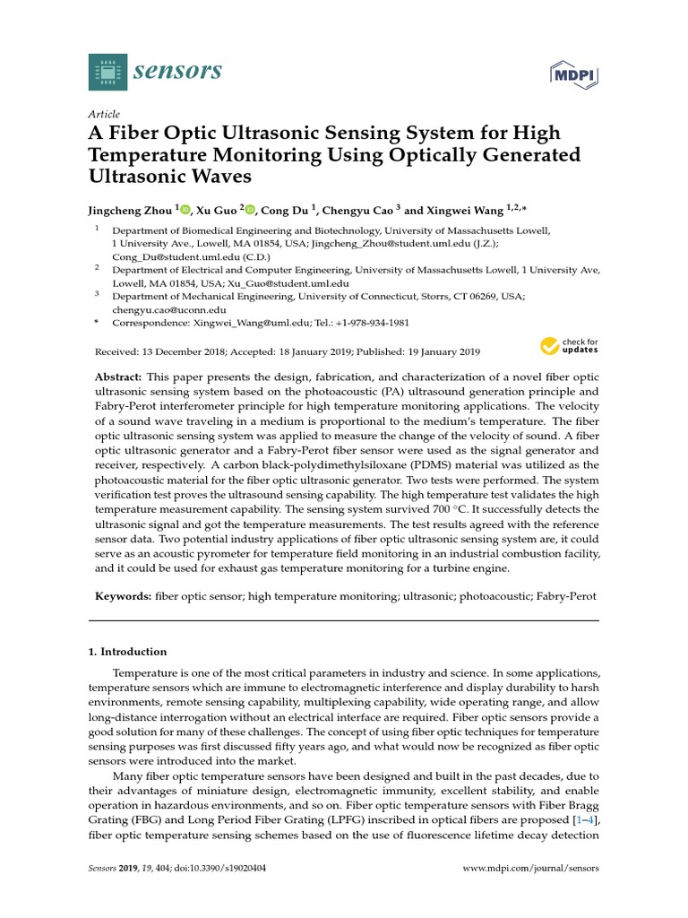Sensors 19 00404 v2 | PDF | Optical Fiber | Ultrasound