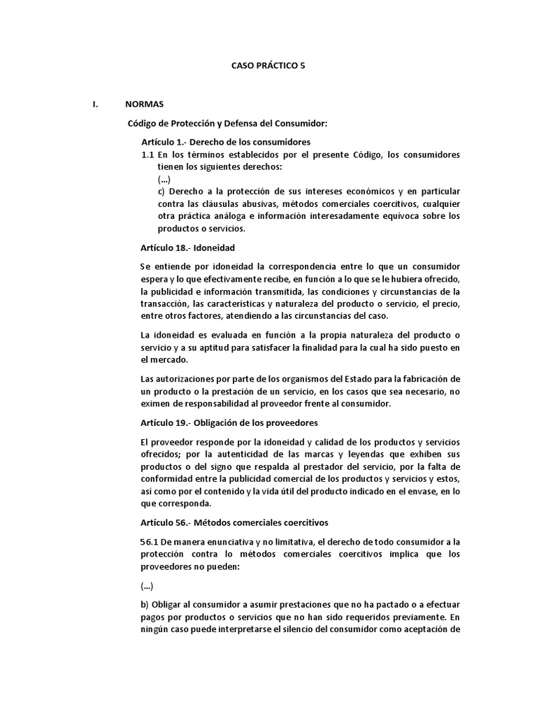 Caso Práctico 5 | PDF | Protección al Consumidor | Los consumidores