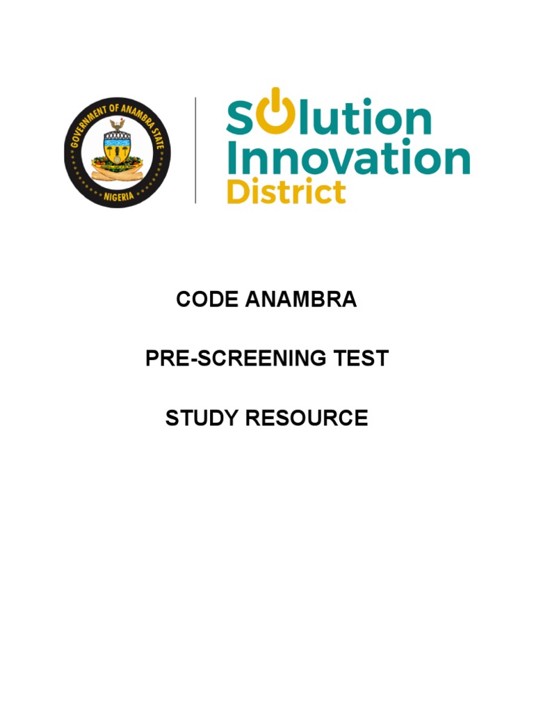 CODE ANAMBRA Pre-Screening Test Study Resources | PDF | Mobile App ... CODE ANAMBRA Pre-Screening Test Study Resources | PDF | Mobile App ...
