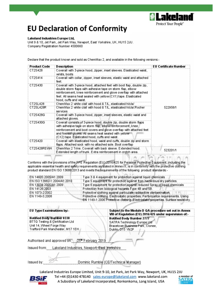 Chemmax 2 CERTIFICACION | PDF | Personal Protective Equipment | Safety