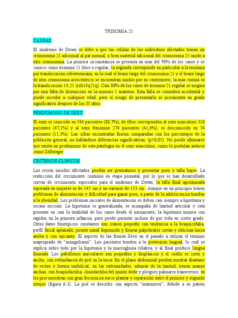 Trisomia 21 | PDF | Síndrome de Down | Enfermedades y trastornos humanos