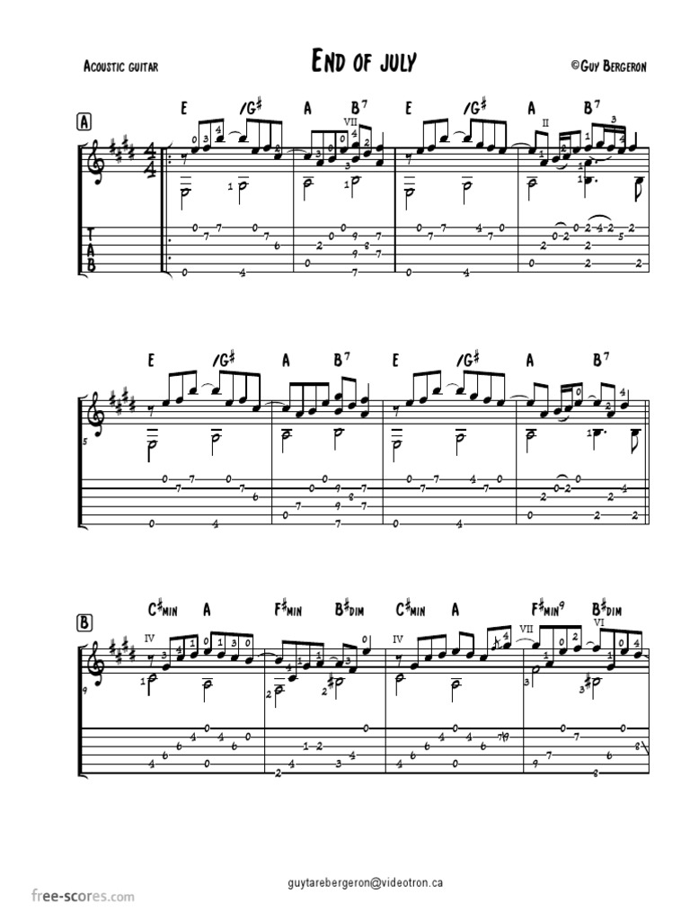 (Free Scores - Com) - Bergeron Guy End July Guitar Tabs 3542 137923 | PDF