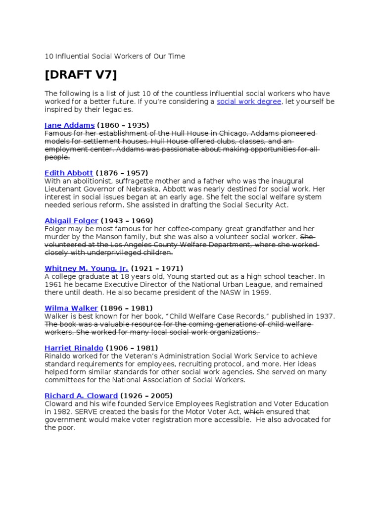 10 Most Famous Social Workers of Our Time - SCRIBD | PDF | Social Work ...
