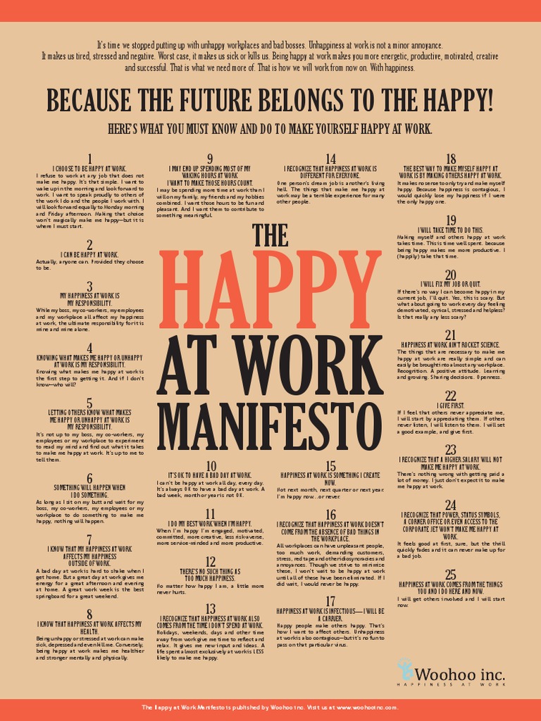 Happiness at Work Manifesto Woohoo Inc | PDF
