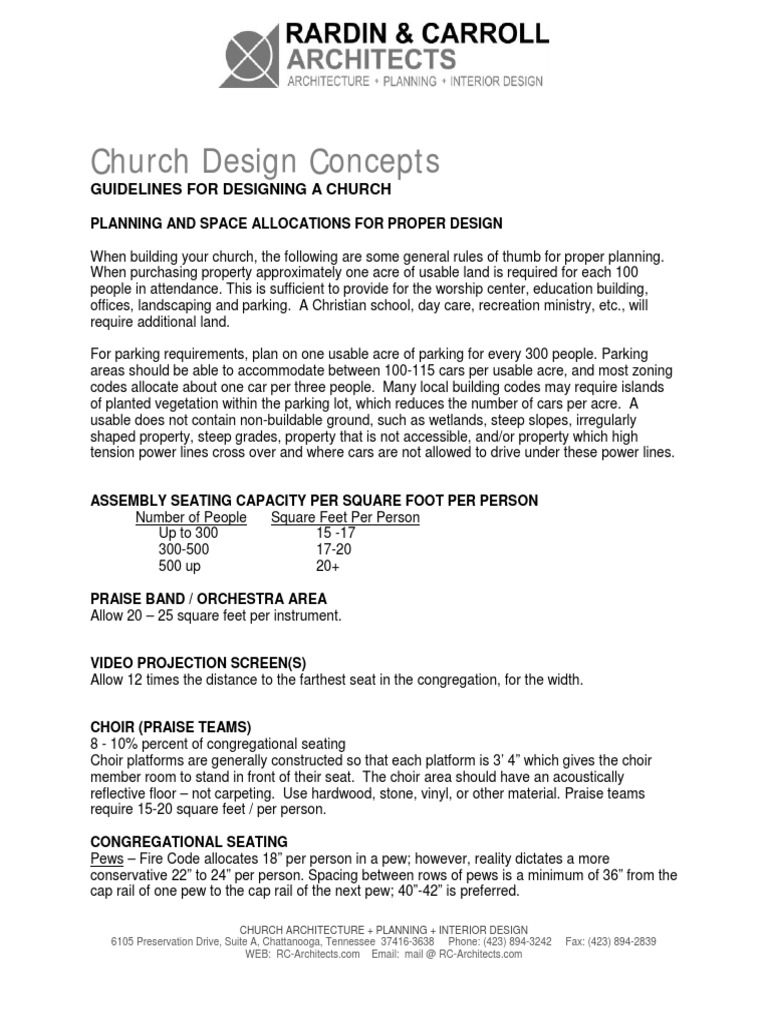 Church Design Guidelines and Planning | PDF | Church (Building) | Pew