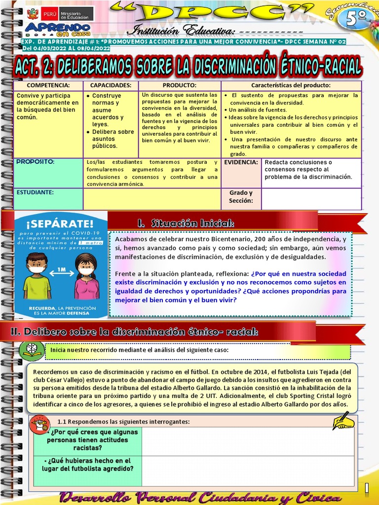 5ºACT2 DPCC SEM2 | PDF | Racismo | Discriminación y relaciones raciales