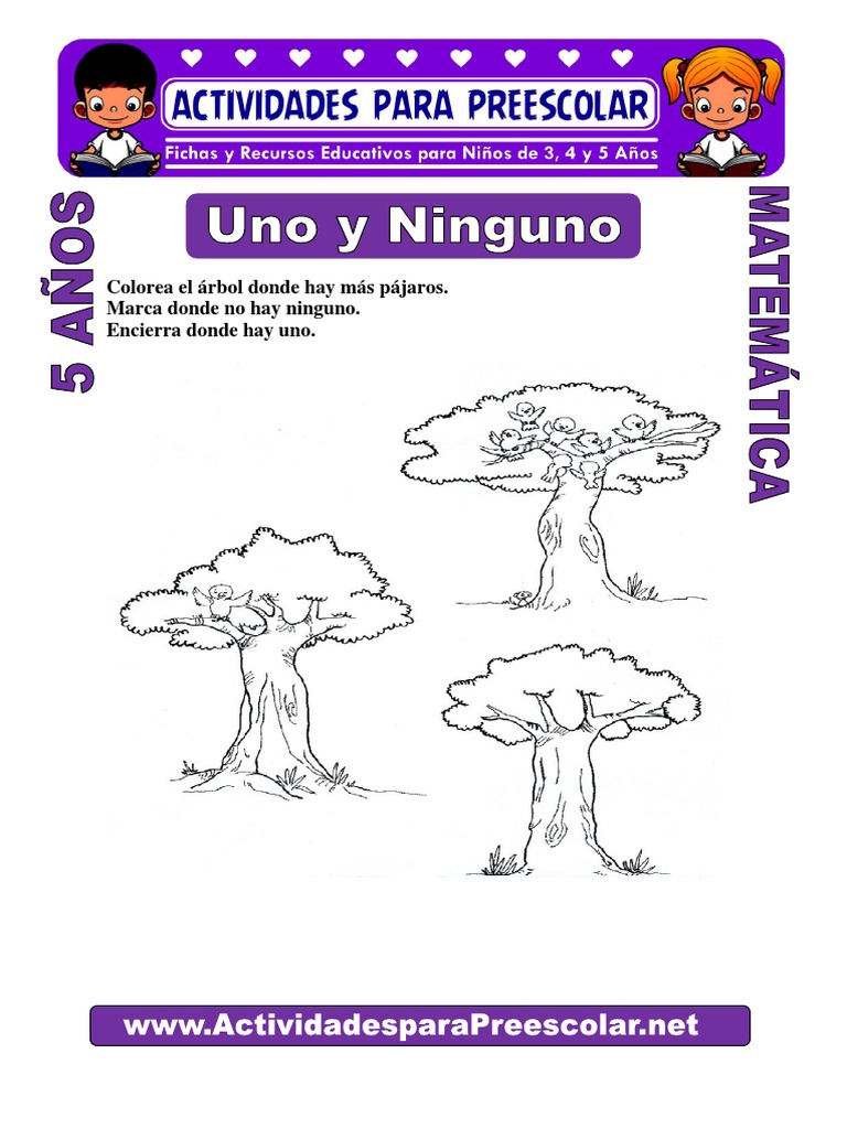 Uno y Ninguno para Niños de 5 Años | PDF