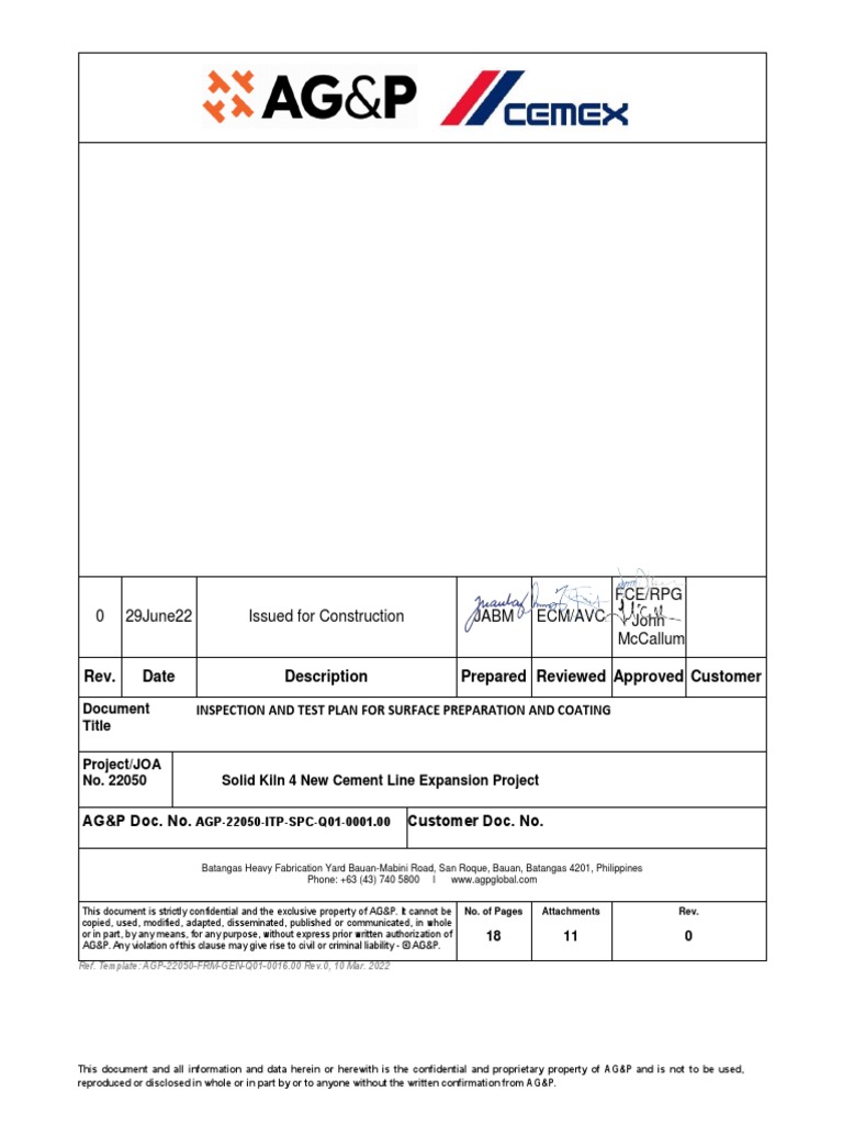 AGP-22050-ITP-SPC-Q01-0001 00 REV 0 ITP For Surface Preparation and ...