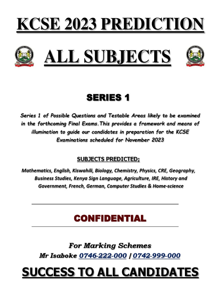 Kcse 2023 Prediction Exams S1 | PDF | Axon | Physical Sciences