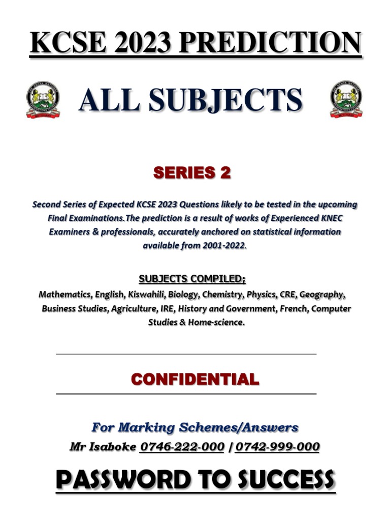 Kcse 2023 Prediction Exams S2 | PDF | Chemical Reactions | Chemical ... Kcse 2023 Prediction Exams S2 | PDF | Chemical Reactions | Chemical ...