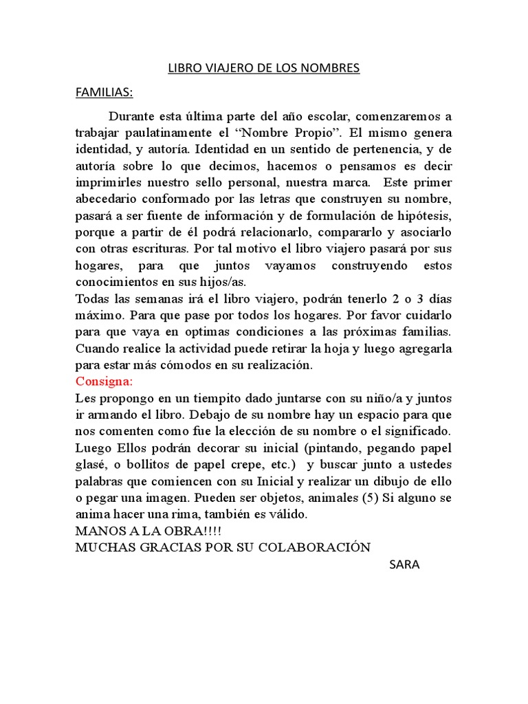 Libro Viajero de Los Nombres | PDF