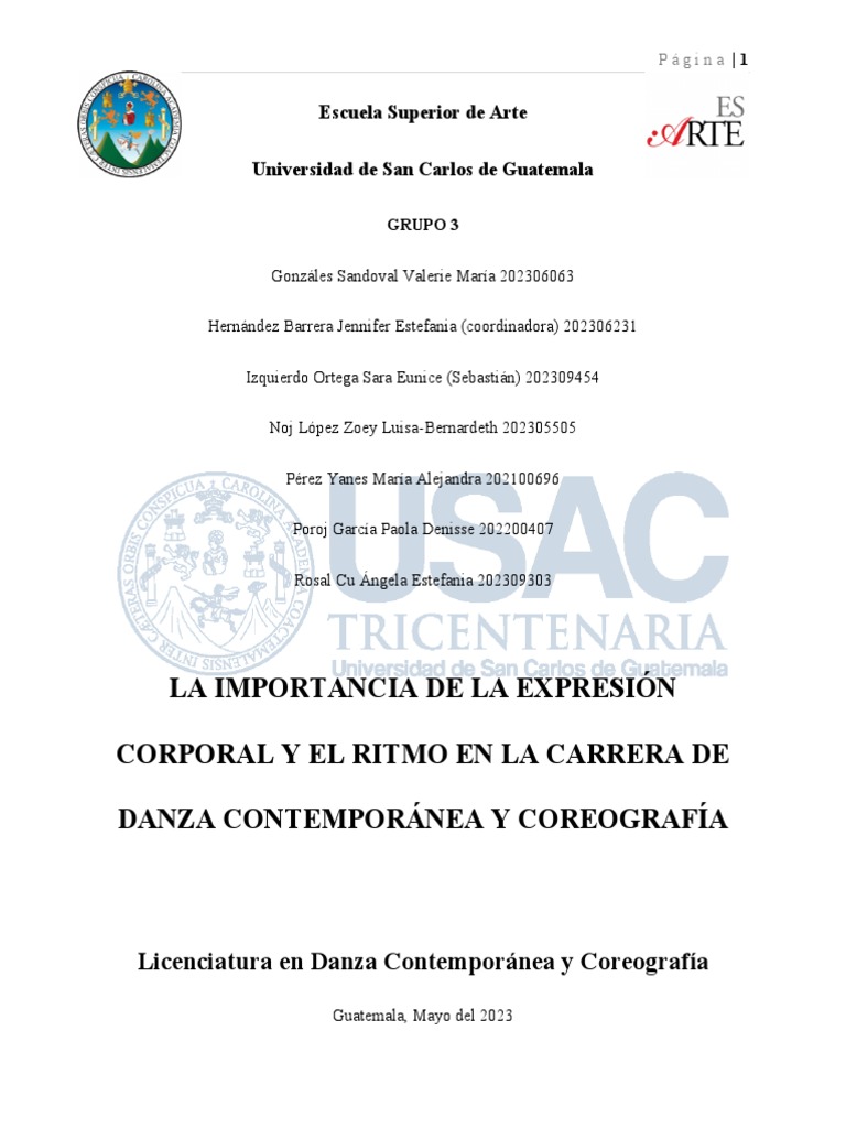 La Importancia de La Expresión Corporal y El Ritmo en La Carrera de Danza Contemporánea y ...