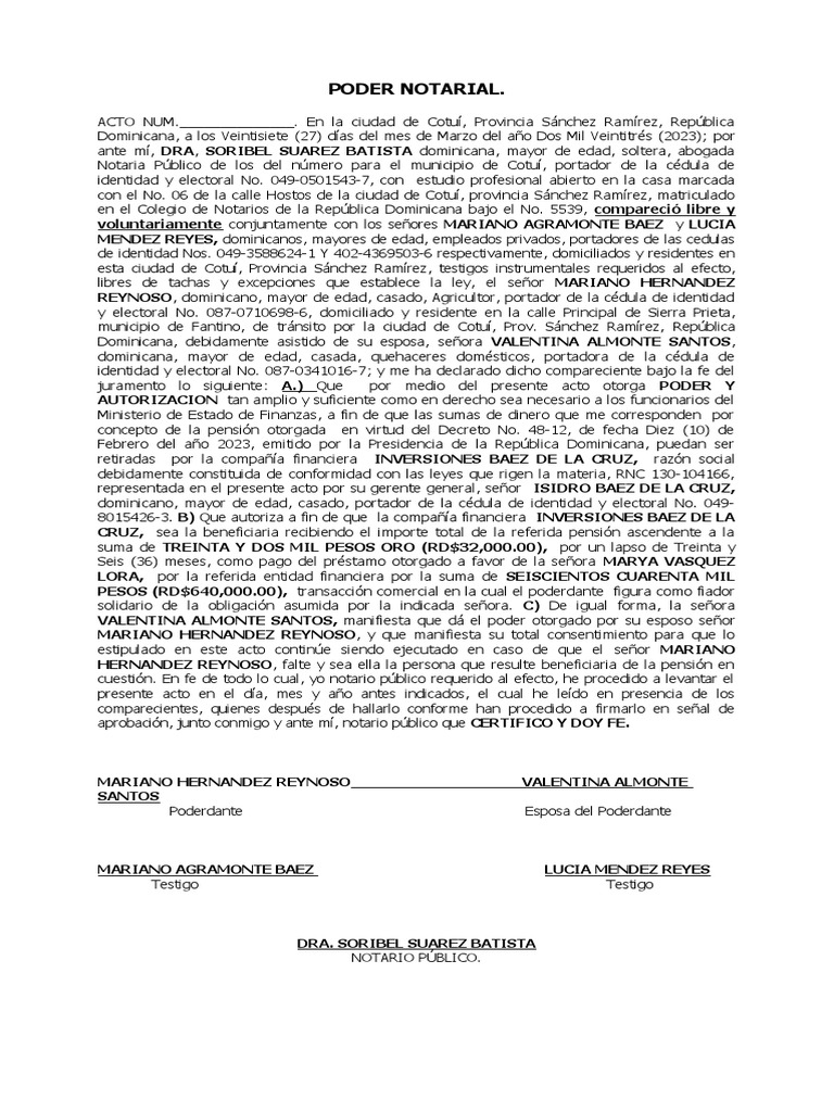 Poder Notarial | PDF | República Dominicana