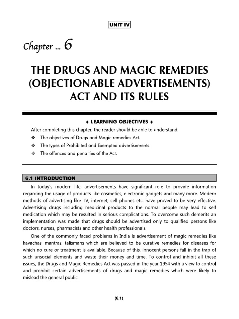 Drug & Magic Remedies Act Chapter | PDF