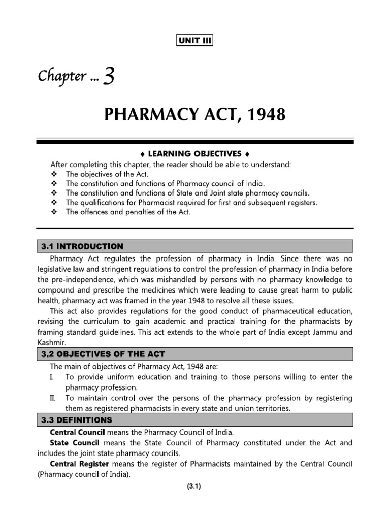 Pharmacy Act Chapter | PDF