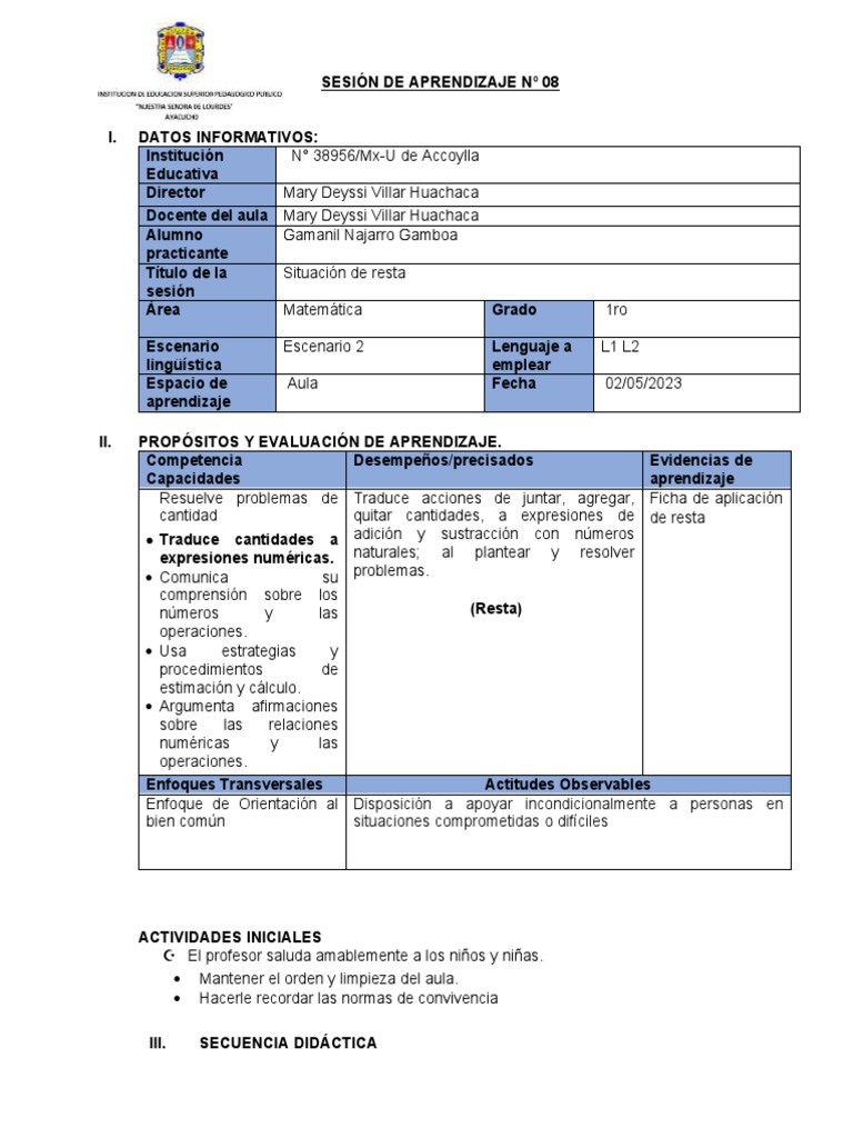 Sesion N.2 - Matematica-Gamanil | PDF