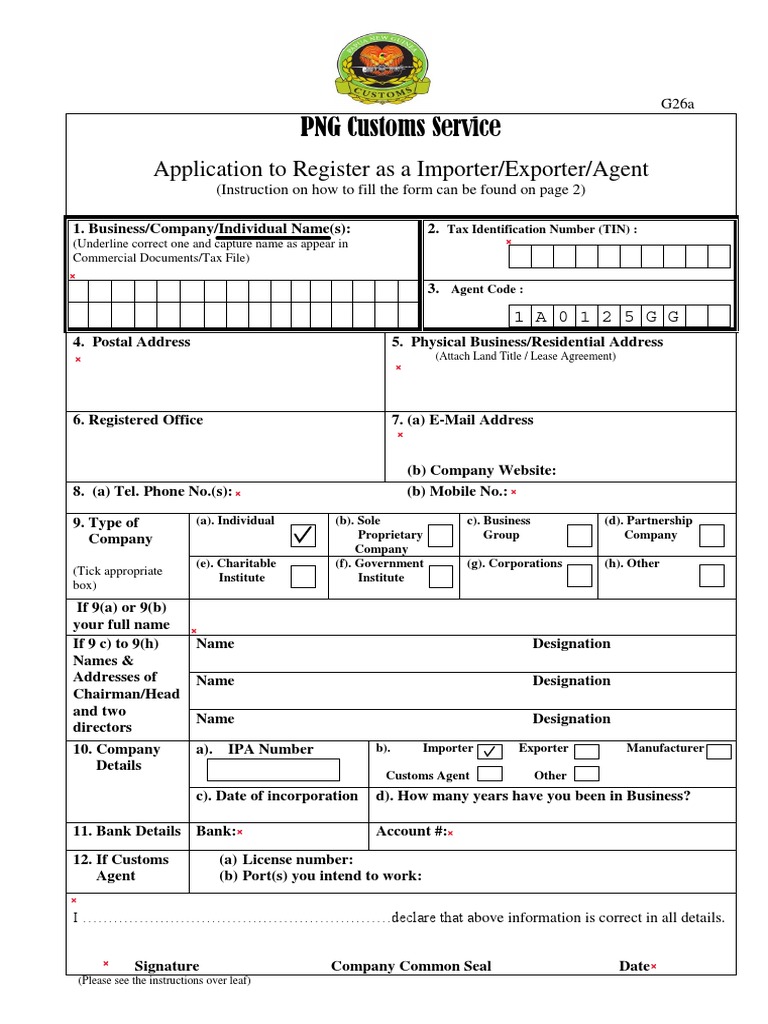 Customs g26 (A&b) - Template | PDF