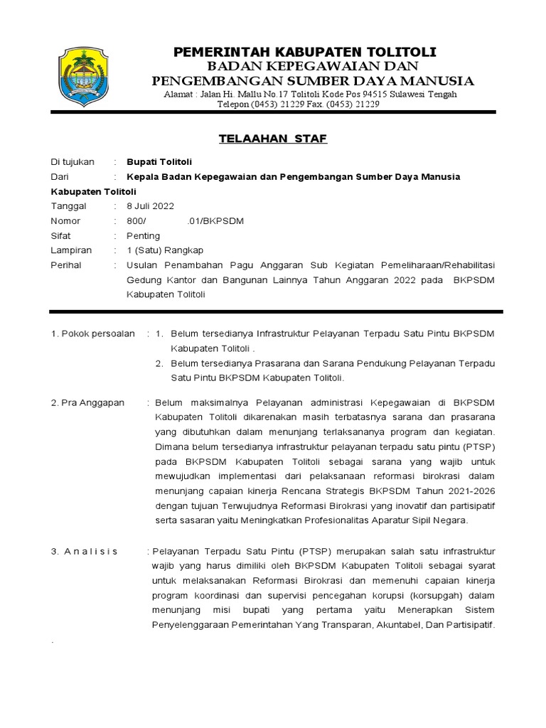 Telaahan Staf 2023 | PDF