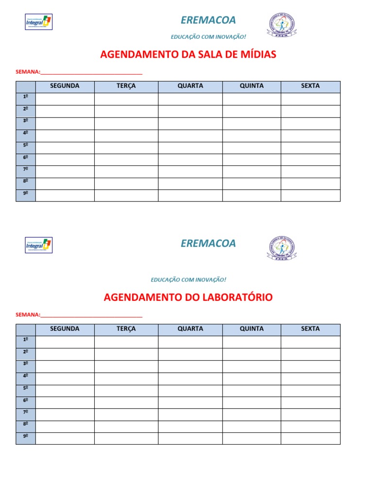 Ficha de Agendamento Sala de Mídias, Laboratório | PDF