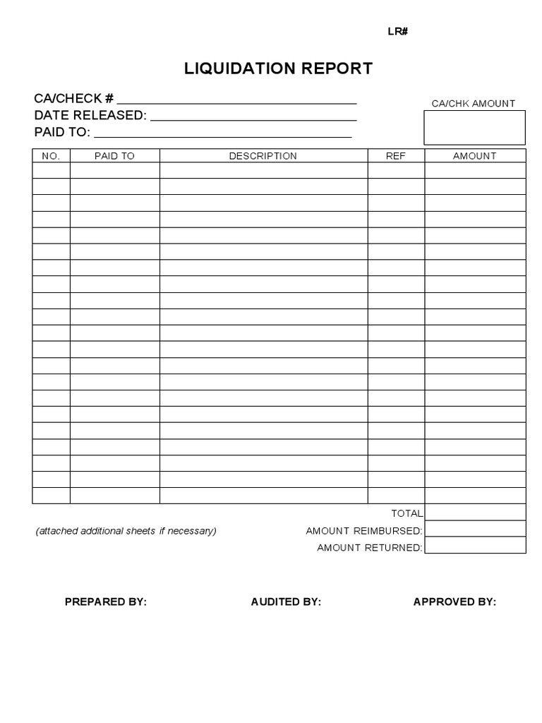 Liquidation Report Form | PDF