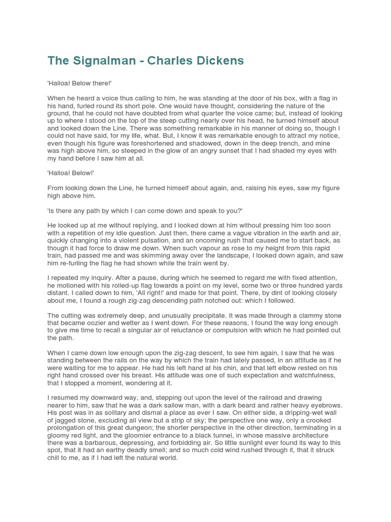 The Signalman - Charles Dickens | PDF