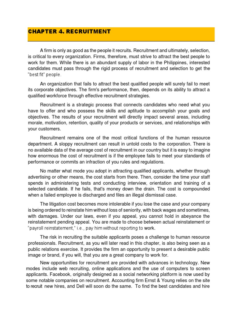 HRM Chapter 4 | Download Free PDF | Competence (Human Resources) | Recruitment