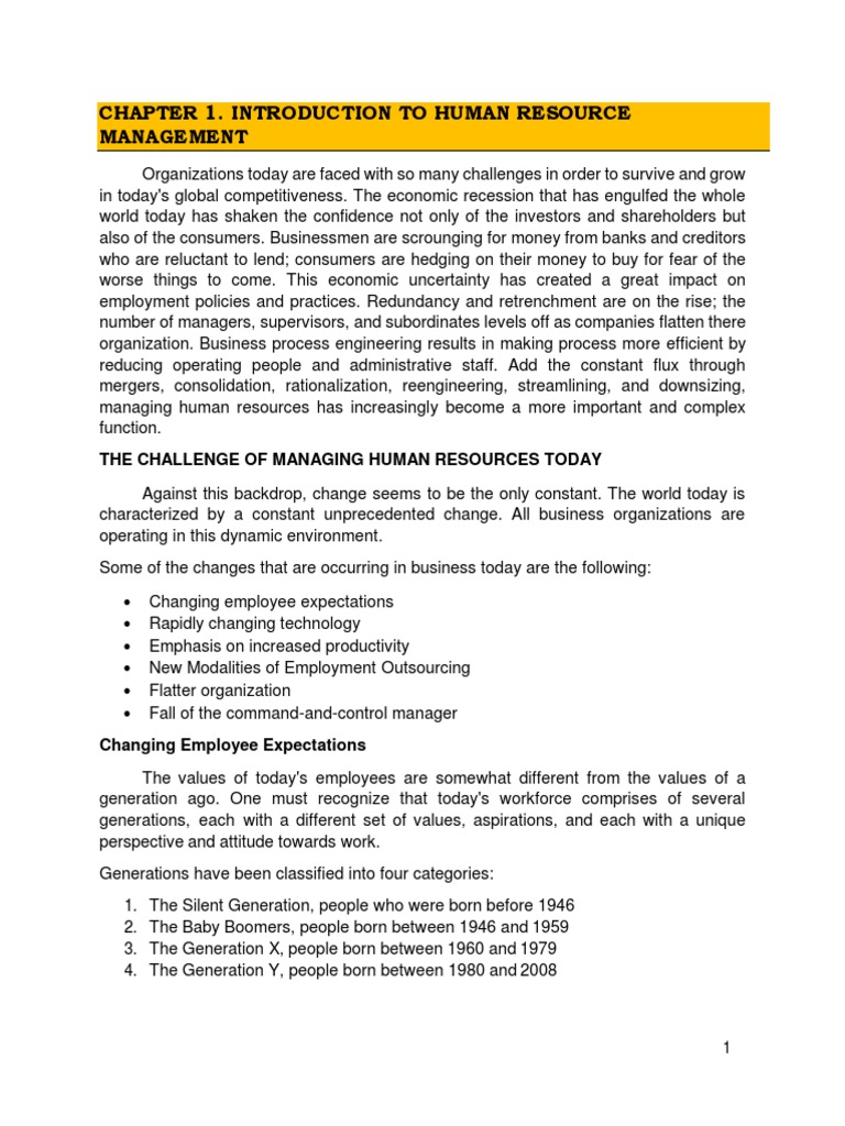 HRM Chapter 1 | PDF | Layoff | Employment