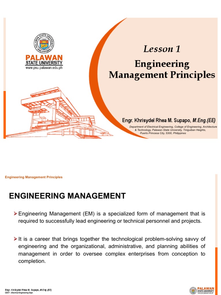 Lesson 1: Engineering Management Principles | PDF