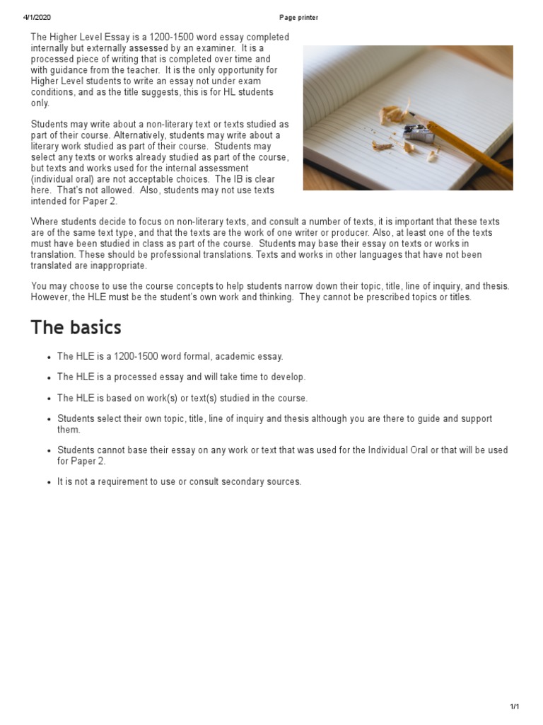 IB Higher Level Essay Guide | PDF