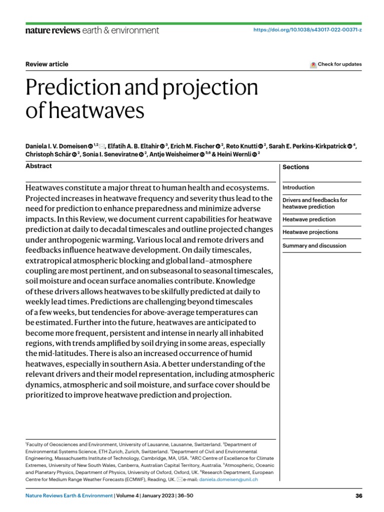 Prediction and Projection of Heatwaves | PDF | Science & Mathematics