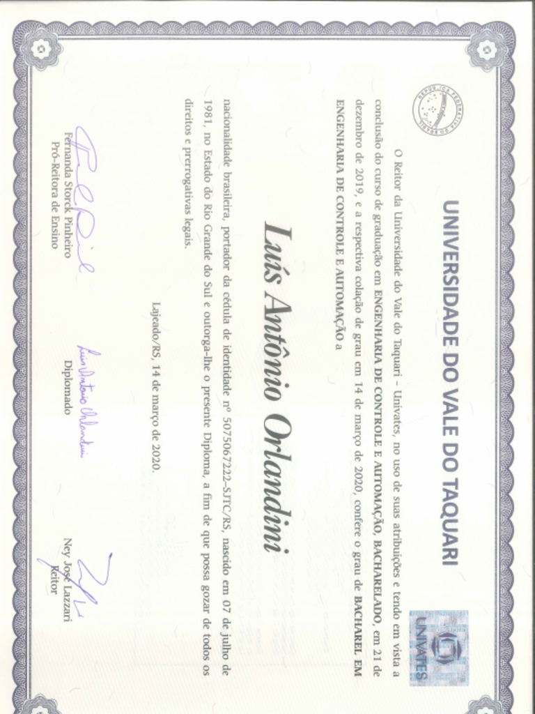 Diploma Graduação Frente e Verso | PDF