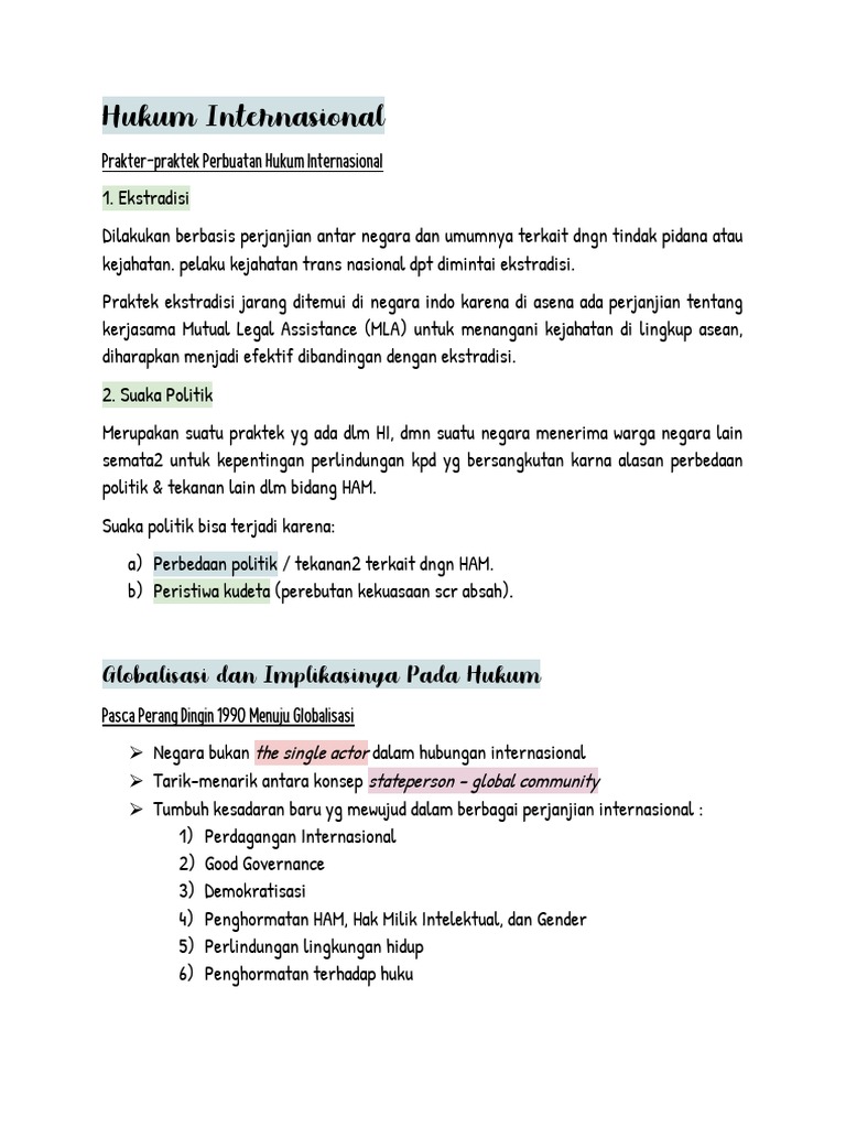 Catatan UAS Hukum Internasional | PDF