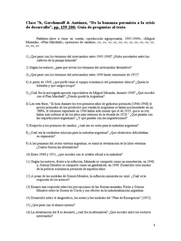 Clase 7b, PeronismoClásico, Gerch&Antúnez, Cap - III, 2023 | PDF