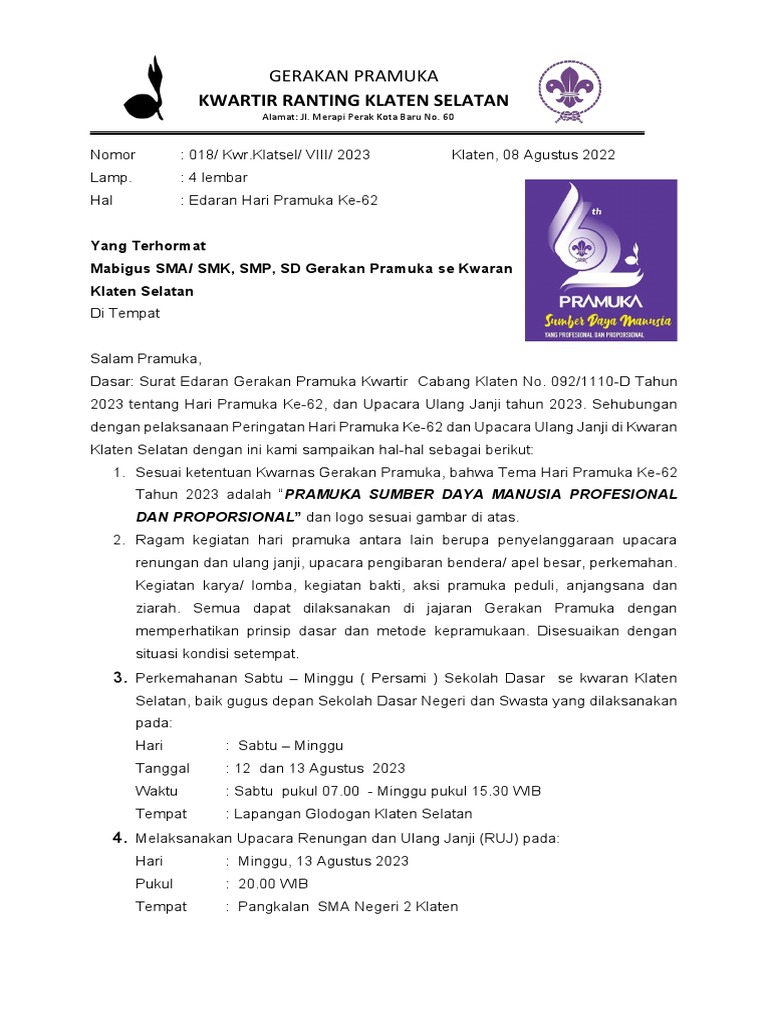 Edaran Hari Pramuka 2023 | PDF