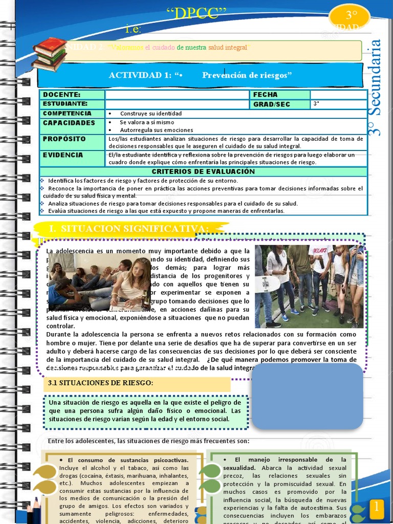 3° DPCC - Actv.01-Unid.2 2023 | PDF | Adolescencia | Violencia
