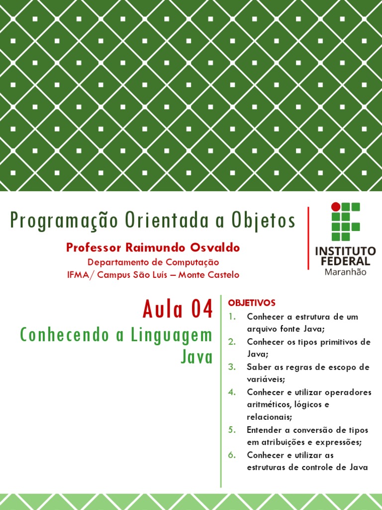 Poo Aula04 Pdf Java Linguagem De Programação Classe Programação De Computadores