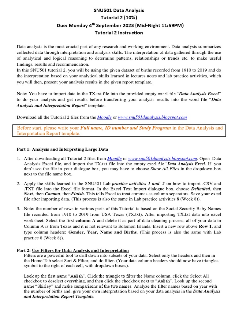 Tutorial 2 Instruction | PDF | Data | Data Analysis