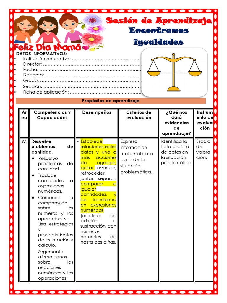 2° Mat Encontramos Igualdades Unidad 3 Semana 2 | PDF | Evaluación ...
