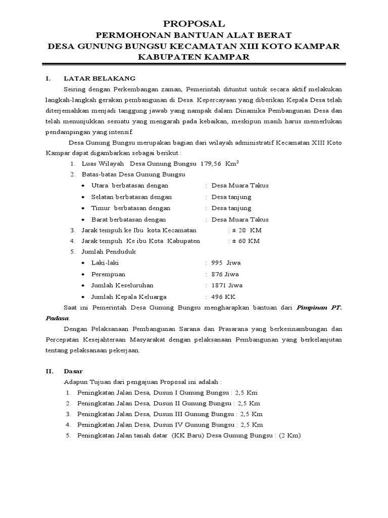 Proposal Alat Berat | PDF