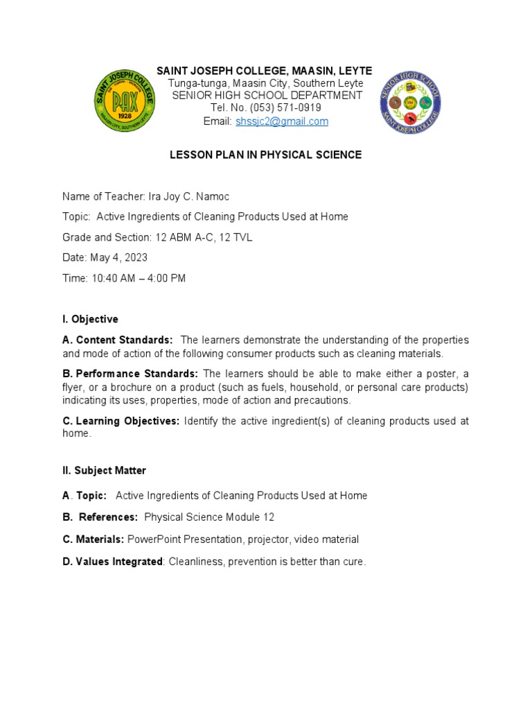 4as LESSON PLAN PHYSICAL SCIENCE | PDF