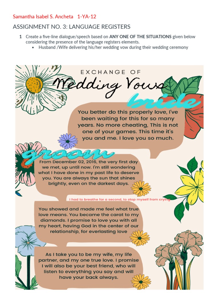 Language Registers in Weddings | PDF | Language Arts & Discipline