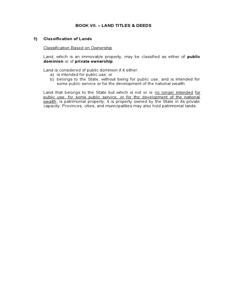 BOOK VII. Land Titles & Deeds | PDF