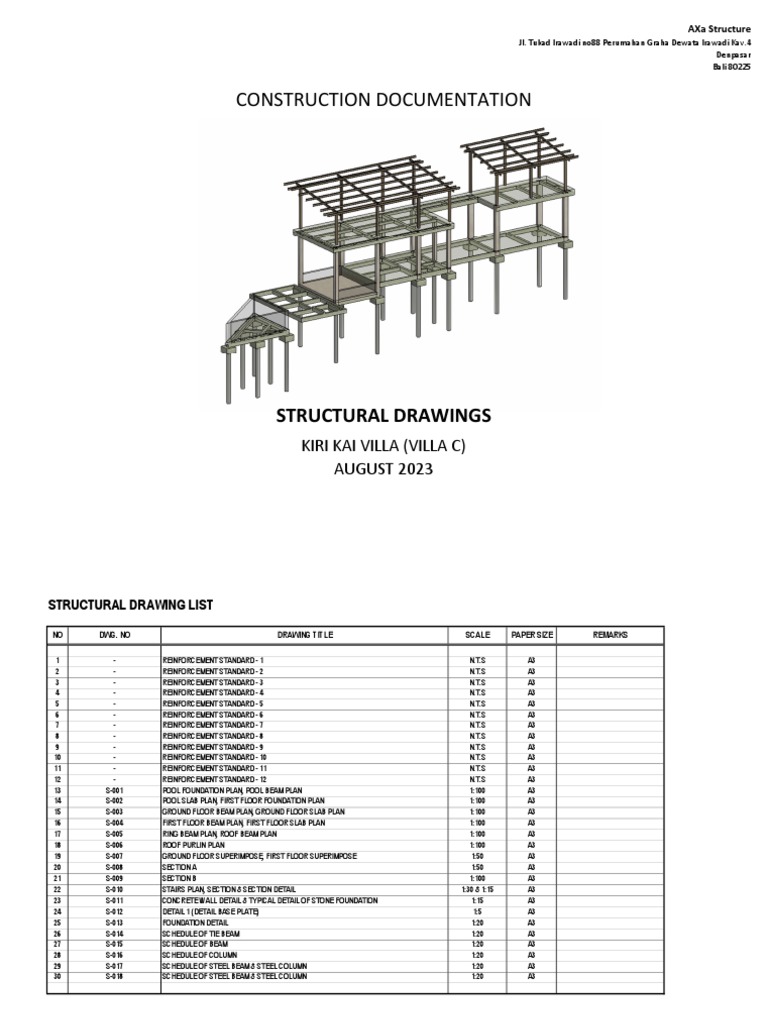 Kiri Kai Villa (Villa C) - R0 - 2023.08.02 - Structure Drawing | PDF | Components | Building ...