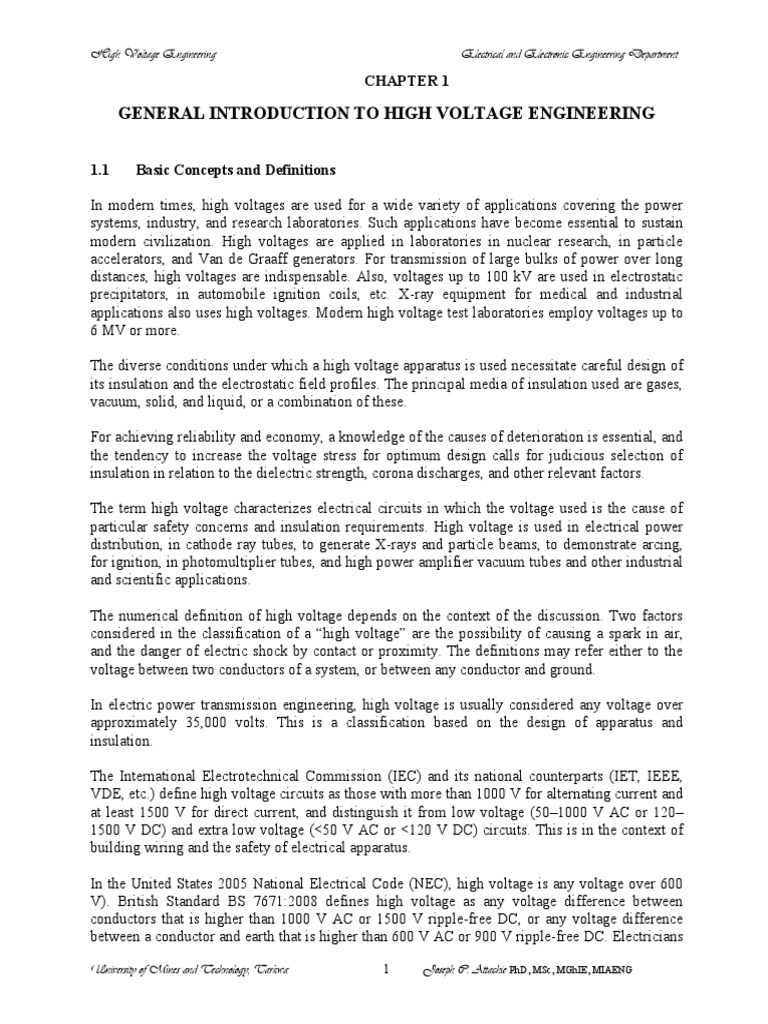 High Voltage Engineering - Main | PDF