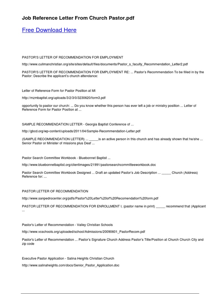 Church Recommendation Letter PDF | PDF | Pastor