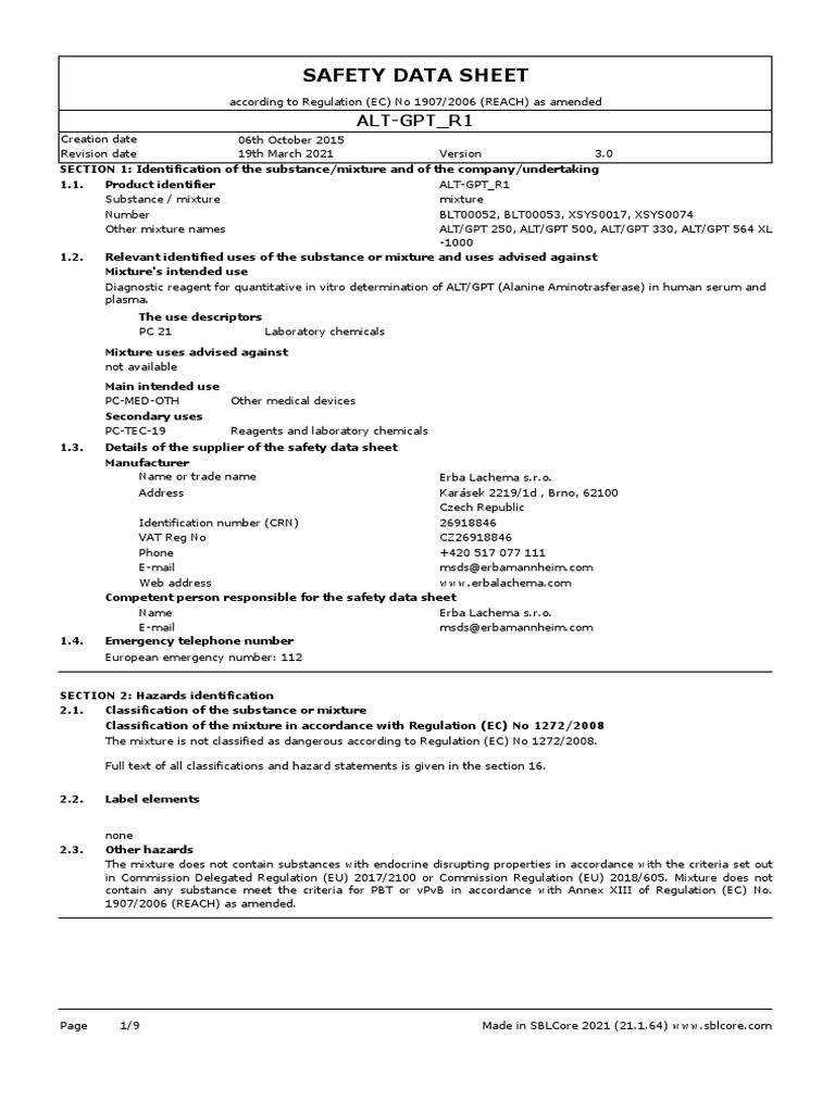 Msds Alt GPT r1 Fwukaiwetf | PDF | Chemical Substances | Chemistry