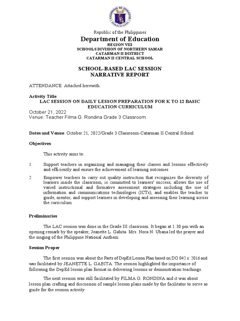 Lac Report Sample Daff | PDF