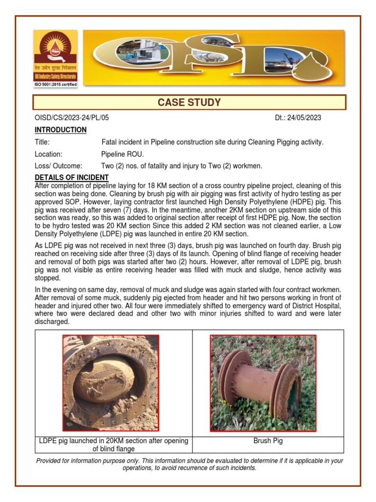 Fatal Incident During Pigging Activity | PDF | Emergency Management ...