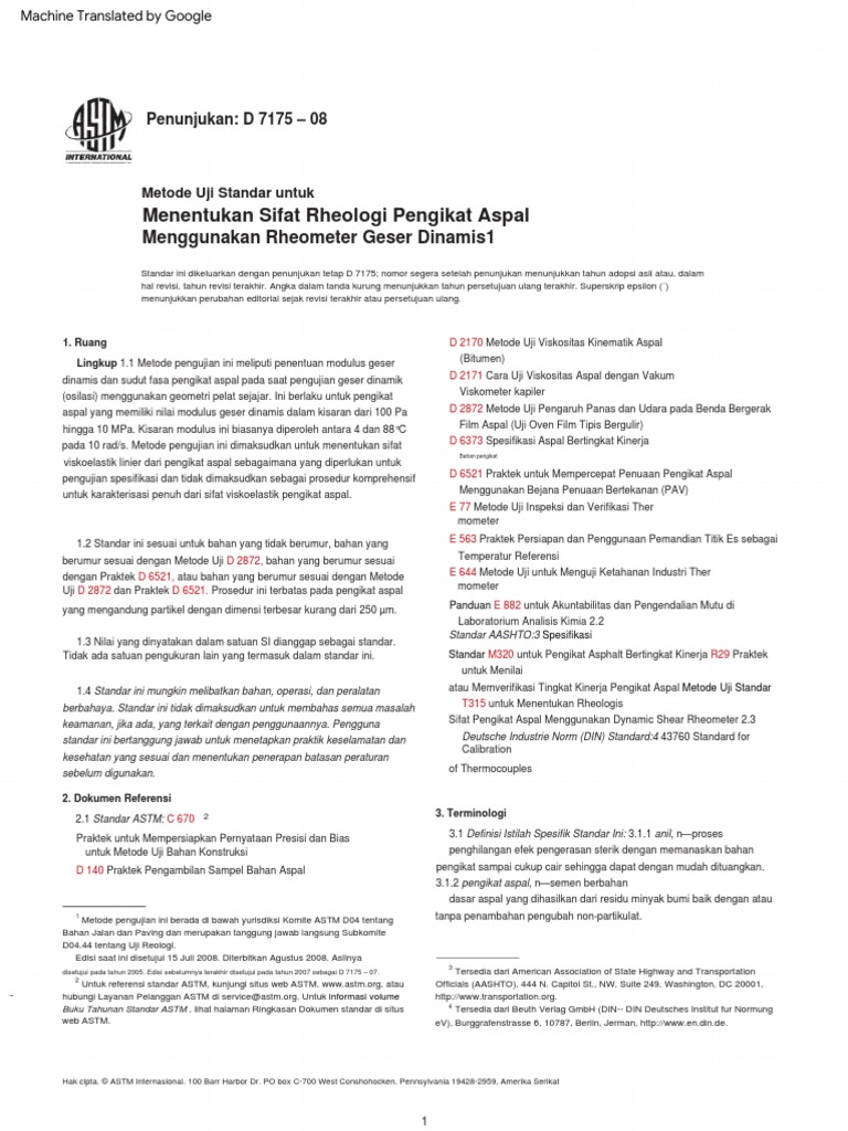 ASTM 7175 Rheometer Geser Dinamis | PDF