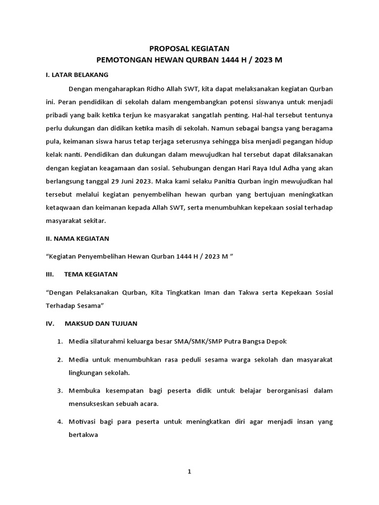 Proposal Kegiatan Idul Adha | PDF